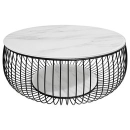 Novel Couchtisch, Schwarz, Wei&szlig;, Metall, Glas, Marmoroptik, rund, rund, 86x35x86 cm, Wohnzimmer, Wohnzimmertische, Couchtische, Couchtische Glas
