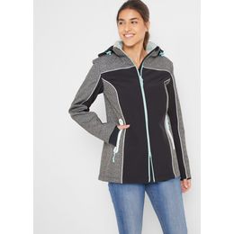 bonprix wasserabweisende Softshelljacke mit reflektierenden Details, grau, Gr.38, Sportive &Uuml;bergangsjacke mit Stehkragen, aus Softshell