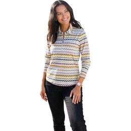 CR&Eacute;ATION L Damen Poloshirt mit Rei&szlig;verschluss oliv-traube-gemustert Gr&ouml;&szlig;e 40