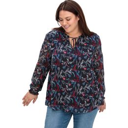 sheego Damen Tunika aus Chiffon, mit Alloverprint tiefblau-gemustert Gr&ouml;&szlig;e 50