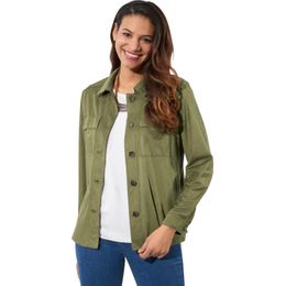 CR&Eacute;ATION L Damen Lederimitat-Blazer mit Schultersattel schilf Gr&ouml;&szlig;e 36