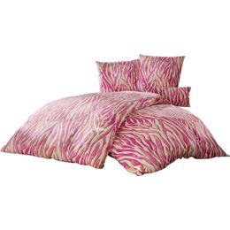 w&auml;schepur unisex Bettw&auml;sche champagner-fuchsia-bedruckt Gr&ouml;&szlig;e 40x80/135x200 cm