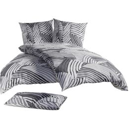 w&auml;schepur unisex Bettw&auml;sche wei&szlig;-anthrazit-bedruckt Gr&ouml;&szlig;e 40x80/135x200 cm