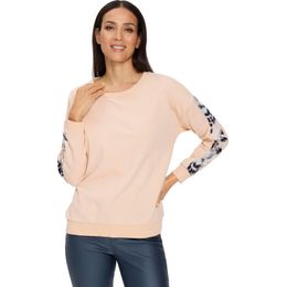 Heine Damen Sweatshirt mit Animal-Print sand Gr&ouml;&szlig;e 46