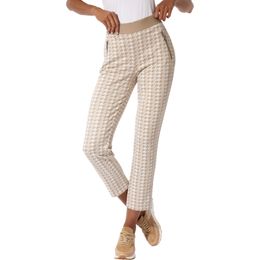 CR&Eacute;ATION L Damen Schlupfhose im Jacquard-Jersey beige-ecru-gemustert Gr&ouml;&szlig;e 36