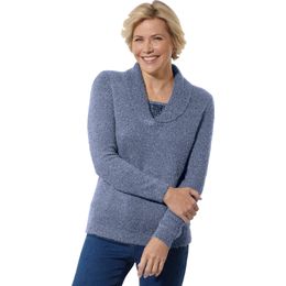 CR&Eacute;ATION L Damen Pullover in 2-in-1-Optik mit Schalkragen taubenblau Gr&ouml;&szlig;e 40