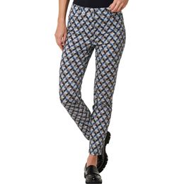 CREATION L PREMIUM Damen Hose in verk&uuml;rzter Form bleu-taupe-bedruckt Gr&ouml;&szlig;e 40