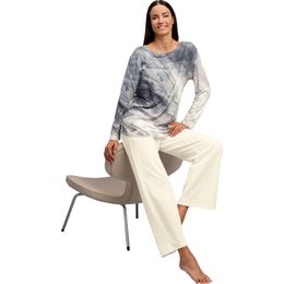 w&auml;schepur Damen Schlafanzug mit Taschen bei der Hose champagner-rauchblau-bedruckt Gr&ouml;&szlig;e 36/38