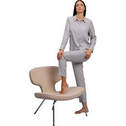 w&auml;schepur Damen Pyjama mit Brusttasche steingrau-ecru Gr&ouml;&szlig;e 36/38