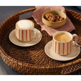 Tchibo - 2 Kaffeetassen mit Untertassen, Streifen