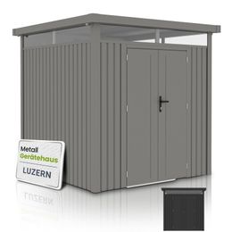 Juskys Ger&auml;tehaus Luzern Pro 5,3 m&sup2; - Metall Ger&auml;teschuppen - wetterfest & abschlie&szlig;bar - Taupe