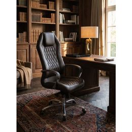 KADIMA DESIGN B&uuml;rostuhl Echtleder mit hoher R&uuml;ckenlehne und Kopfst&uuml;tze MONTEREY, Braun 70x67x136 cm