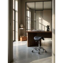 KADIMA DESIGN Arbeitshocker Kunstlederbezug mit Sattelsitz, h&ouml;henverstellbar und drehbar MENTON, Schwarz 60x60x60 cm