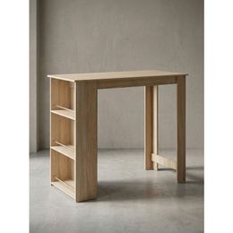 KADIMA DESIGN Bartisch mit Regal, Holzplatte und Metallgestell f&uuml;r K&uuml;che oder Bar, Sonoma 60x120x107 cm