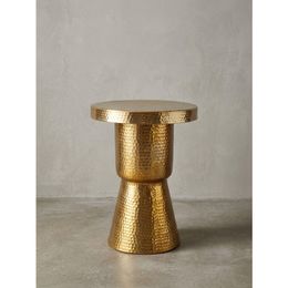 KADIMA DESIGN Beistelltisch &ndash; Rund Aluminium Gold Hammerschlagoptik 43x59x43 cm orientalisch