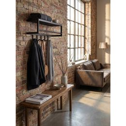 KADIMA DESIGN Wandgarderobe Metall Schwarz Modern 70x20x20 cm mit Ablage und Hutablage
