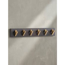 KADIMA DESIGN Wandgarderobe Mango Massivholz Metall Modern 60x10x8 cm Schwarz Gold