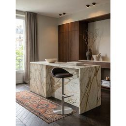 KADIMA DESIGN Barhocker Edelstahl H&ouml;henverstellbar R&uuml;ckenlehne Drehbar, Braun 43x43x90 cm