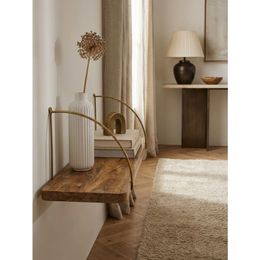 KADIMA DESIGN Wandregal Massivholz Metall Kleines Industrial, Mango 60x22x25 cm