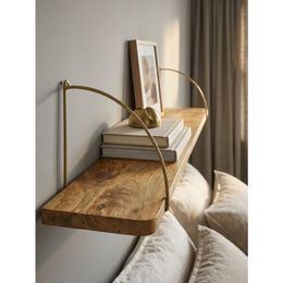 KADIMA DESIGN Wandregal Massivholz Metall Kleines Industrial, Mango 100x22x25 cm