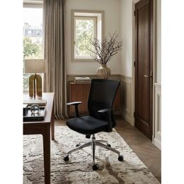 KADIMA DESIGN B&uuml;rostuhl Schwarz Stoff drehbar mit Armlehnen, Synchronmechanik und 120 kg Belastbarkeit