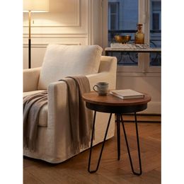 KADIMA DESIGN Beistelltisch &ndash; Massivholz, Metallbeine, 43x45x43 cm, Industrial