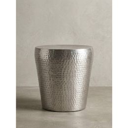 KADIMA DESIGN Beistelltisch &ndash; rund, Aluminium Silber, Hammerschlag, orientalisch, 41x41x41 cm