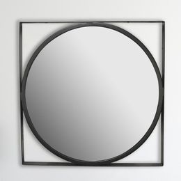 KADIMA DESIGN Wandspiegel Rund Metall Schwarz 54x54 cm Quadratischer Rahmen
