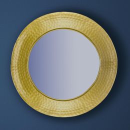 KADIMA DESIGN Wandspiegel Rund Metall Gold 60 cm Hammerschlag-Optik