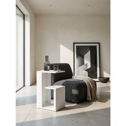 KADIMA DESIGN Beistelltisch Holz Modern Eckig, Wei&szlig; 30x35x61 cm