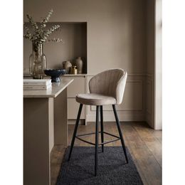 KADIMA DESIGN Barhocker Samt Lehne Skandi-Stil Stoff Metall Gepolstert, Beige 53x56x103 cm