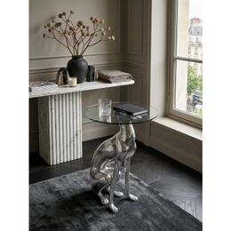 KADIMA DESIGN Beistelltisch &ndash; Aluminium Silber Figur Hund