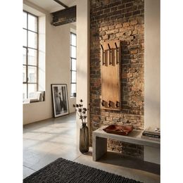 KADIMA DESIGN Wandgarderobe Akazie Massivholz Metall Modern 35,5x100x11 cm mit 2-reihiger Hakenleiste
