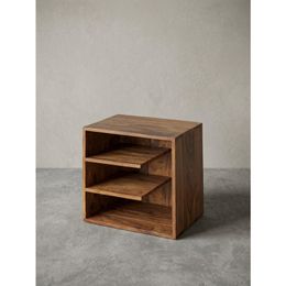 KADIMA DESIGN Beistelltisch &ndash; Massivholz Braun 43x43x30 cm mit Ablage