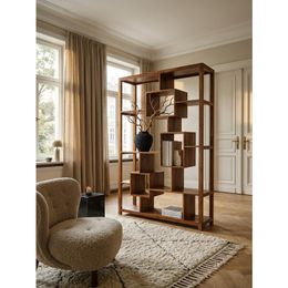 KADIMA DESIGN B&uuml;cherregal &ndash; Massivholz, 115x180 cm, Ablagef&auml;cher, Landhausstil, freistehend