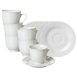 Ritzenhoff & Breker Ritzenhoff & Breker Kaffeetassen mit Untertassen Bianco Rondo 180 ml 6er Set