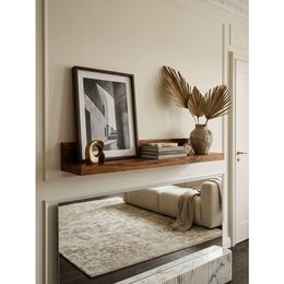 KADIMA DESIGN Wandregal MUMBAI Massivholz H&auml;ngend Landhausstil, Dunkelbraun 110x24x17 cm