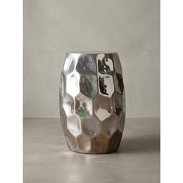 KADIMA DESIGN Beistelltisch Aluminium Orientalisch Rund Hammerschlag, Silbern 30x30x47 cm