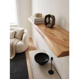KADIMA DESIGN Wandregal Massivholz Baumkante Landhausstil, Akazie 115x25x4 cm