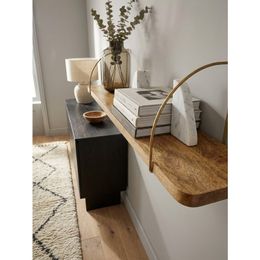 KADIMA DESIGN Wandregal Massivholz Metall Kleines Industrial, Mango 120x25x22 cm