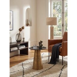 KADIMA DESIGN Beistelltisch &ndash; Aluminium Gold Schwarz 40x40x45 cm Rund