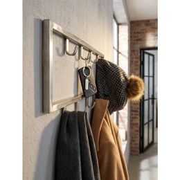 KADIMA DESIGN Wandgarderobe Metall Silber Modern 50x20x4 cm Hakenleiste Wandpaneel