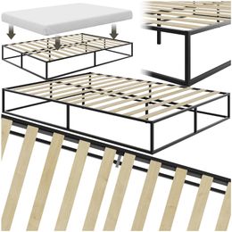 TecTake&reg; Bett, robustes Stahlgestell, zeitloses Design, Plattformgestell mit Unterbettstauraum, Belastbarkeit 250 kg, bodenschonende Kunststoffkappen