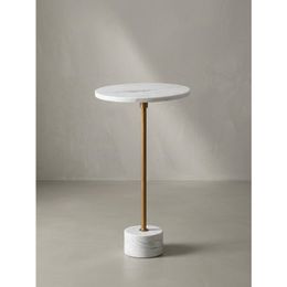 KADIMA DESIGN Beistelltisch &ndash; Rund Echter Marmor Wei&szlig; Gold 30x30x55,5 cm