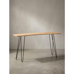 KADIMA DESIGN Schreibtisch &ndash; Massivholz/Metall, 150x36x75 cm, Baumkante, Haarnadelbeine
