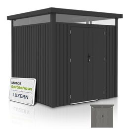 Juskys Ger&auml;tehaus Luzern Pro 5,3 m&sup2; - Metall Ger&auml;teschuppen - wetterfest & abschlie&szlig;bar - Anthrazit