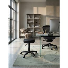 KADIMA DESIGN Arbeitshocker Kunstleder Schwarz mit Rollen, gepolstert ohne Lehne