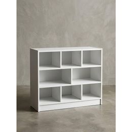 KADIMA DESIGN B&uuml;cherregal &ndash; Wei&szlig;, 80x68,5x29,5 cm, mit F&auml;chern, schmal, modern