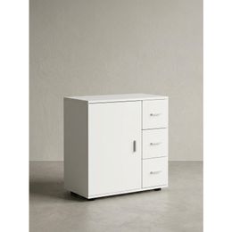 KADIMA DESIGN Badschrank Wei&szlig; 60x65,5x33 cm mit T&uuml;r und Schubladen
