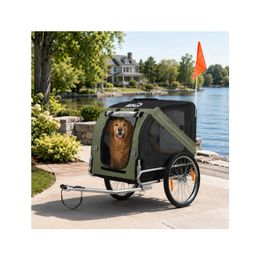 zoomundo Hundeanh&auml;nger Fahrradanh&auml;nger f&uuml;r Hunde - in Matcha Gr&uuml;n/Schwarz - Silver Frame